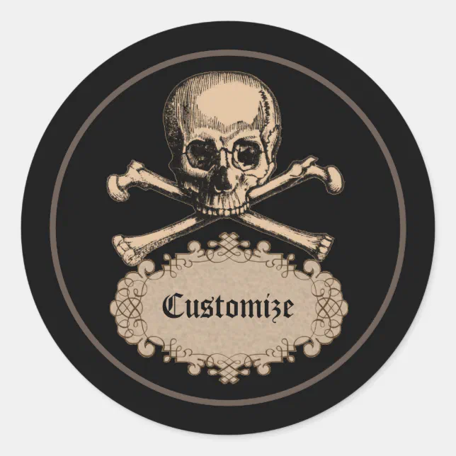 Skull & Crossbones Classic Round Sticker | Zazzle