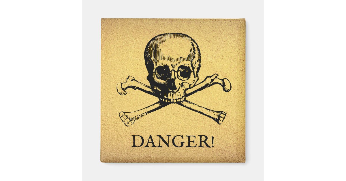 Skull & Crossbones | Magnet | Custom Text | Gold | Zazzle
