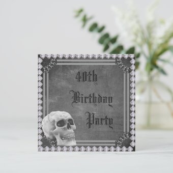 Skull & Diamonds Double Sided 40th Birthday Invitation | Zazzle