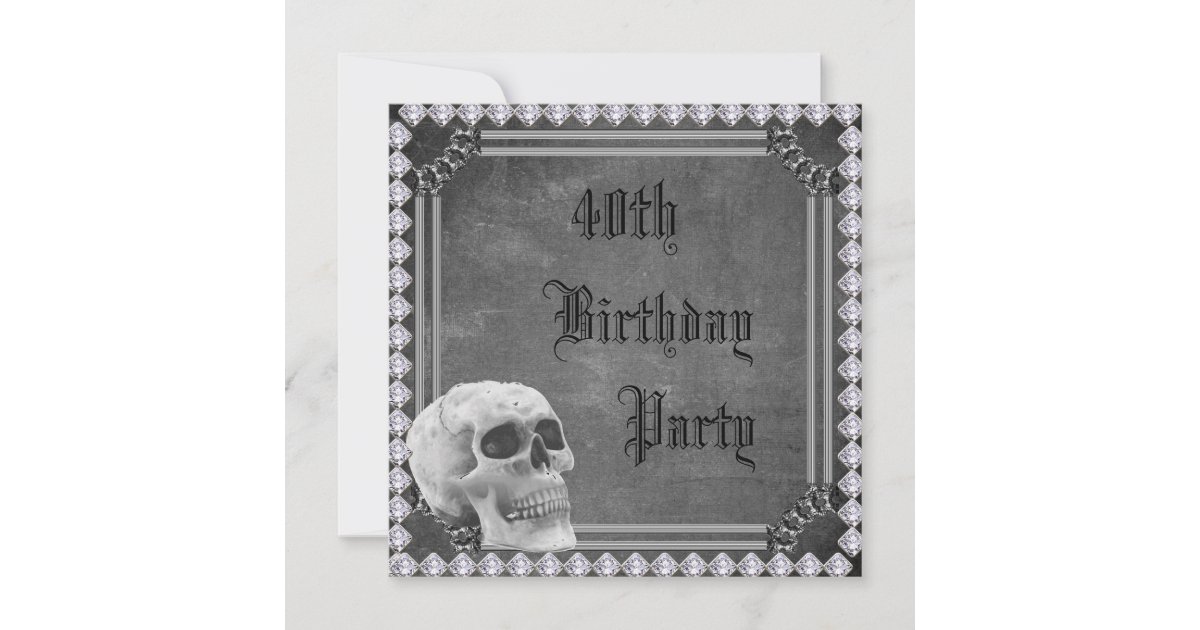 Skull & Diamonds Double Sided 40th Birthday Invitation | Zazzle