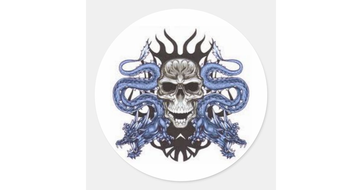 skull&dragons classic round sticker | Zazzle