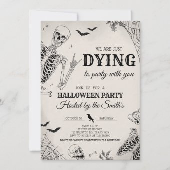Skull Dying to Party Halloween Party Invitation | Zazzle
