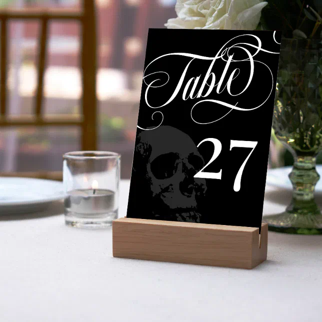 Skull Elegant Goth Wedding Table Number | Zazzle
