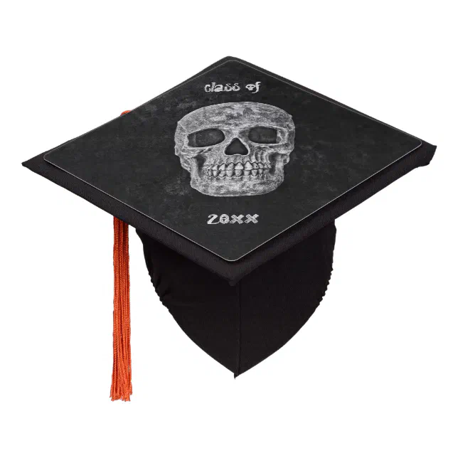 Skull Face Gothic Old Black And White Grunge Graduation Cap Topper | Zazzle