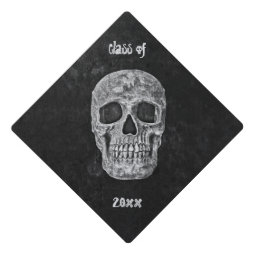 Skull Face Gothic Old Black And White Grunge Graduation Cap Topper | Zazzle