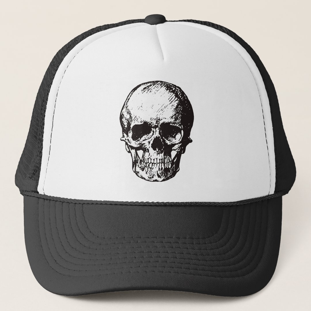 Skull Fantasy Art Rock Punk Heavy Metal Trucker Hat | Zazzle