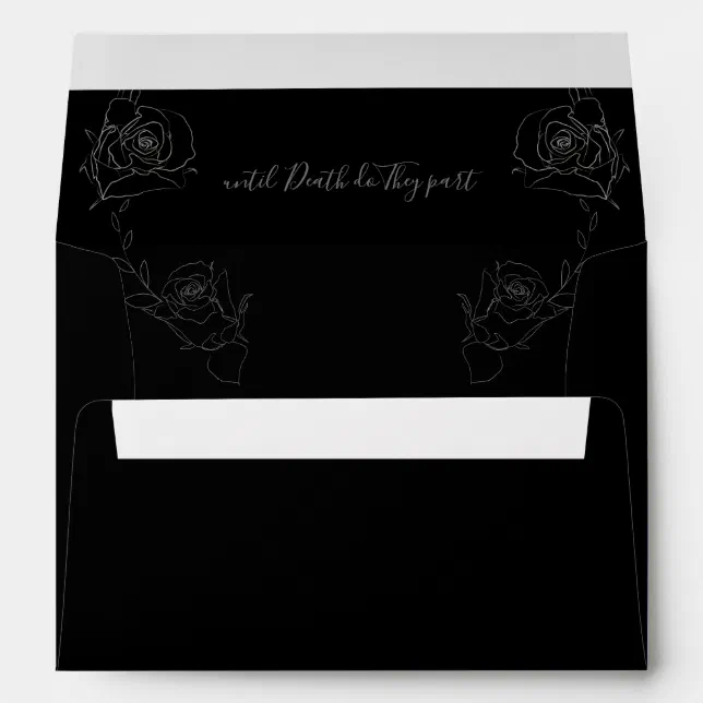 Skull Floral Gray Black Gothic Wedding Envelope | Zazzle