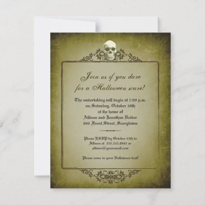Skull Frame Halloween Invitation | Zazzle.com