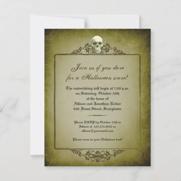 Skull Frame Halloween Invitation | Zazzle