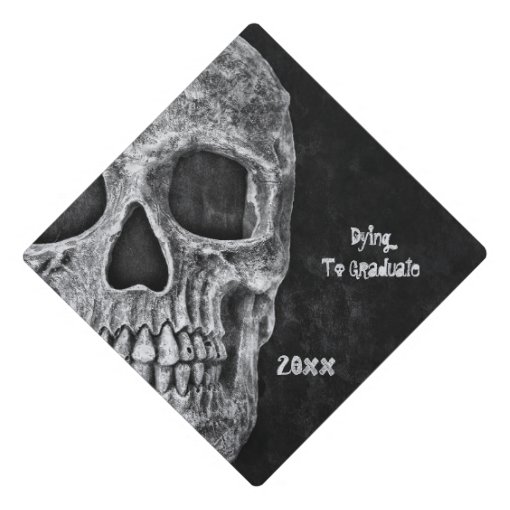 Skull Gothic Cool Old Black And White Grunge Graduation Cap Topper | Zazzle