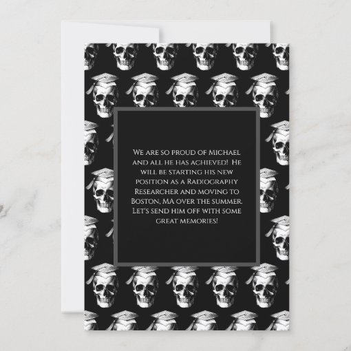 Skull Gothic Graduation Party Radiology Invitation | Zazzle
