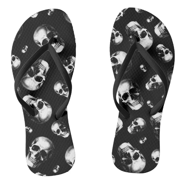 Skull Gothic Halloween Wedding Flip-Flops Flip Flops | Zazzle