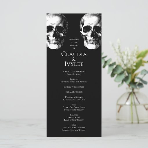 Skull Gothic Halloween Wedding Programs | Zazzle