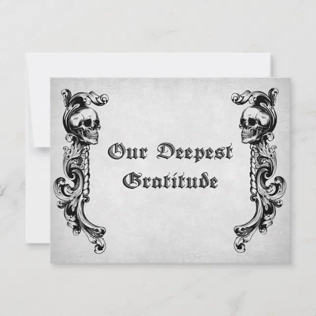 Skull Gothic Wedding Thank You Card | Zazzle