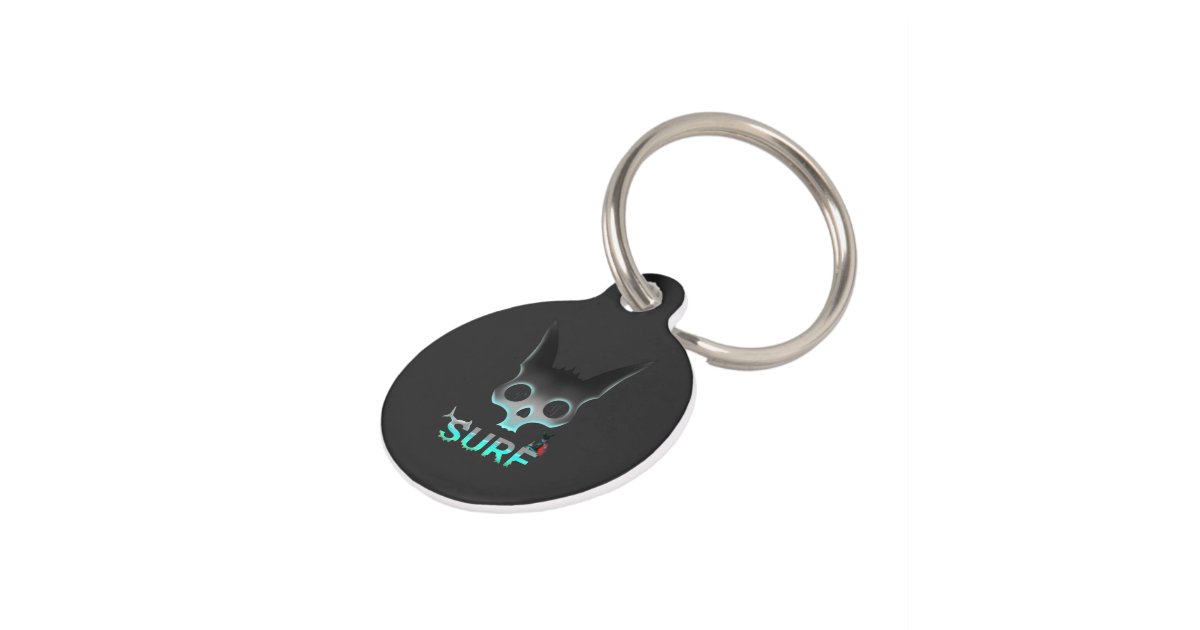 Skull Graffiti Surf Cat Pet Tag | Zazzle