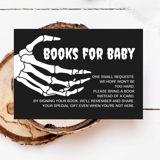 Skull Halloween Baby Shower Books For Baby Enclosure Card | Zazzle