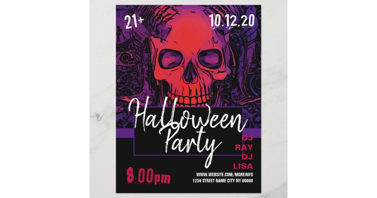 Skull Halloween Party Event Flyer | Zazzle