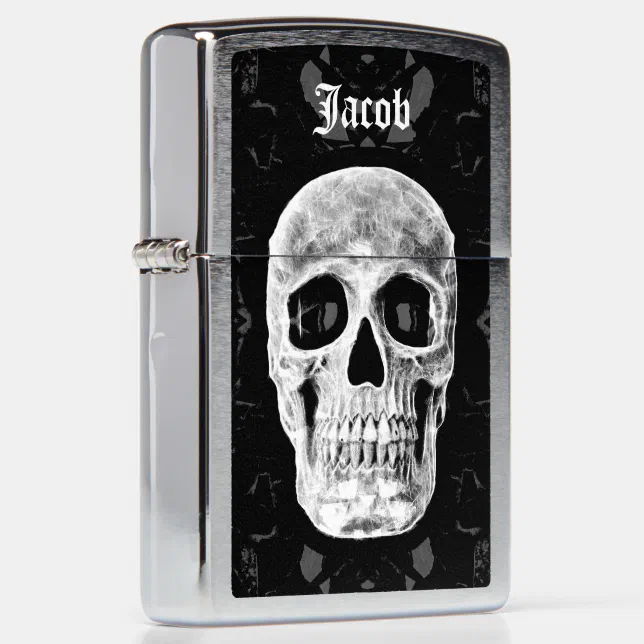 Skull Head Gothic Black And White Cool Custom Zippo Lighter | Zazzle