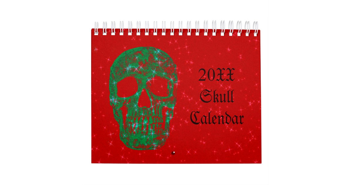 Skull Head Gothic Girly Fun Trendy Art 2024 Calendar | Zazzle