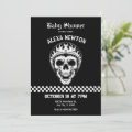 Skull head motorcycle rider baby shower invitation | Zazzle