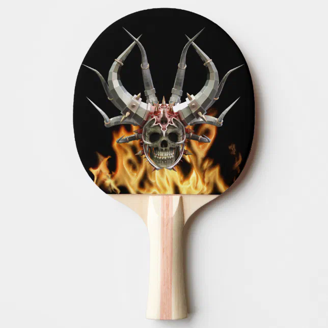 Skull Helmet Fantasy Demon Flames Ping Pong Paddle | Zazzle