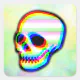 Skull Illustration modern neon style Square Sticker | Zazzle