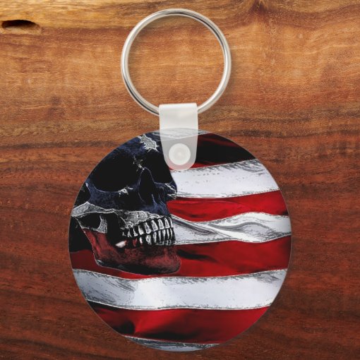 Skull keychain (America) | Zazzle