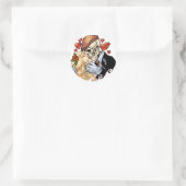 Skull Kiss with Hearts and Roses by Al Rio Classic Round Sticker | Zazzle
