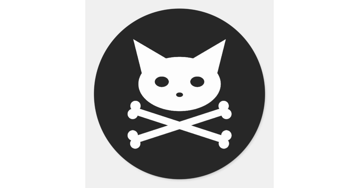 Skull Kitty Classic Round Sticker | Zazzle