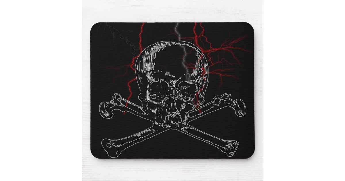 skull lightning mouse pad | Zazzle