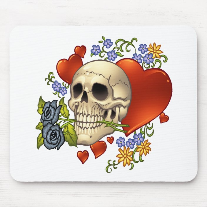 Skull Love - Skulls, Roses and Hearts by Al Rio Mouse Pad | Zazzle.com