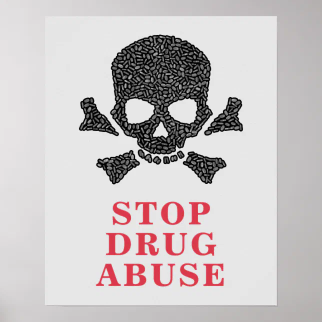 Skull Made Out of Pills Stop Drug Abuse Poster | Zazzle