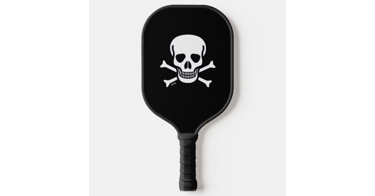Skull n Bones black pickleball paddle | Zazzle