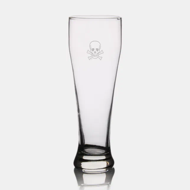 Skull n Bones etched Pilsner beer glass 23 oz | Zazzle