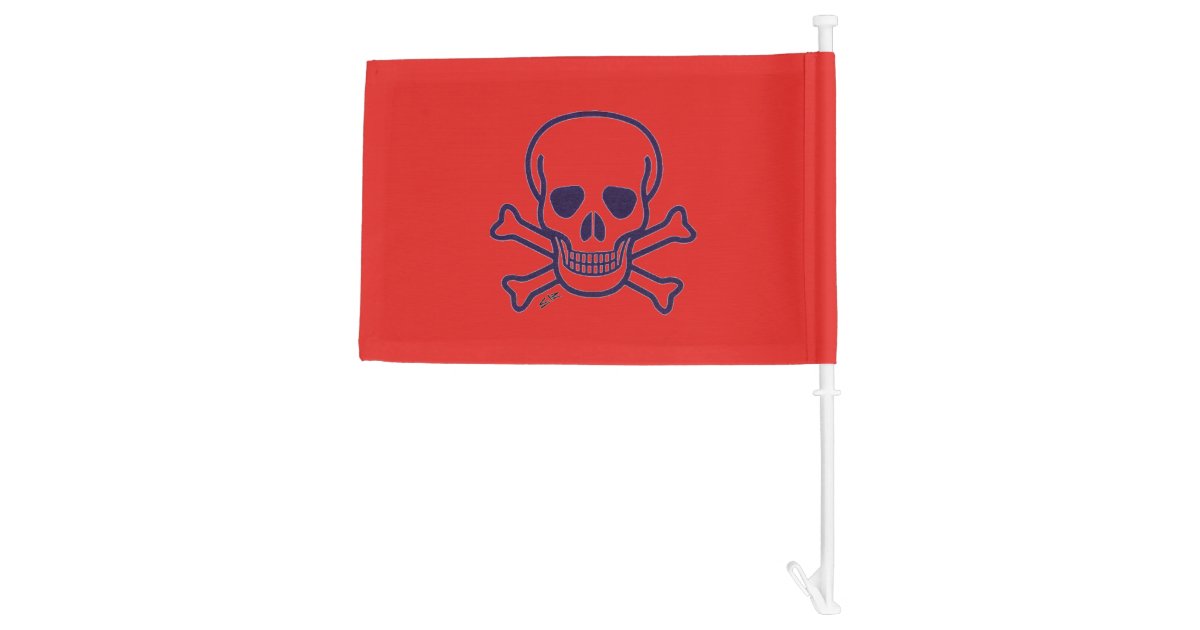 Skull n Bones red car and boat flag | Zazzle