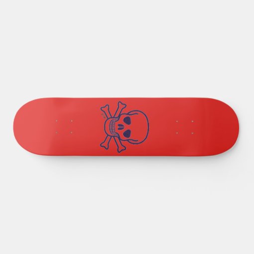 Skull n Bones red skateboard | Zazzle