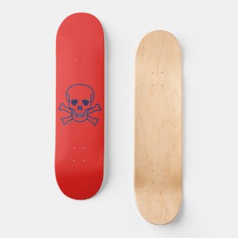 Skull n Bones red skateboard | Zazzle