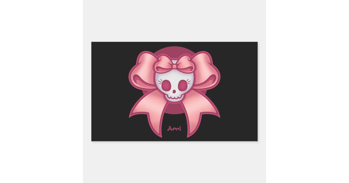 Skull 'n Bows Rectangular Sticker | Zazzle