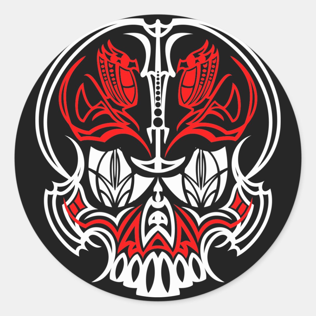 Skull Pinstriping Classic Round Sticker | Zazzle