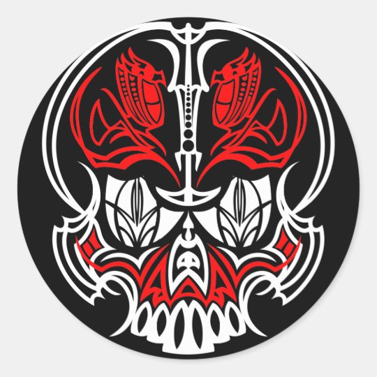 Skull Pinstriping Classic Round Sticker | Zazzle.com
