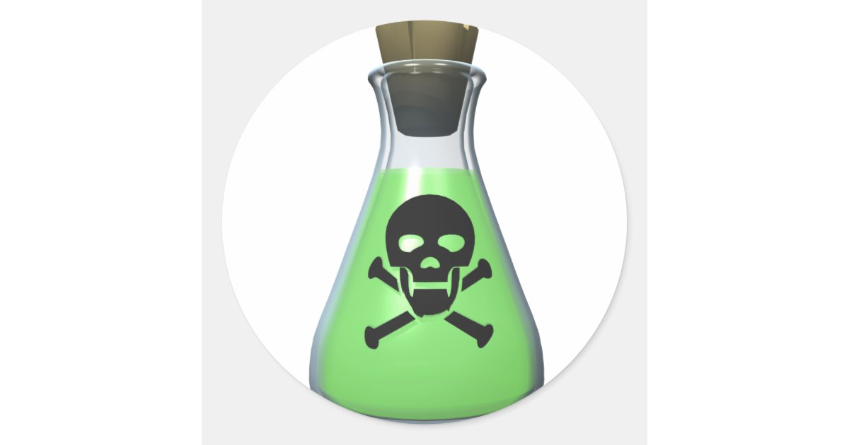 Skull Poison Bottle Classic Round Sticker | Zazzle.com
