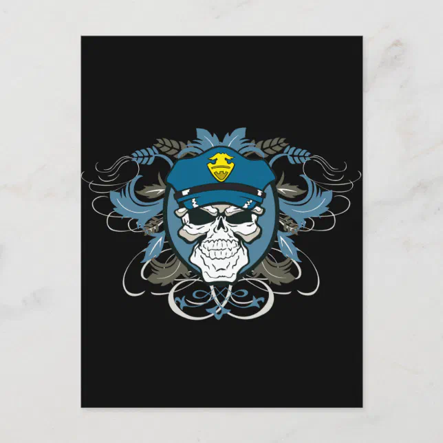 Skull Police Officer Postcard | Zazzle