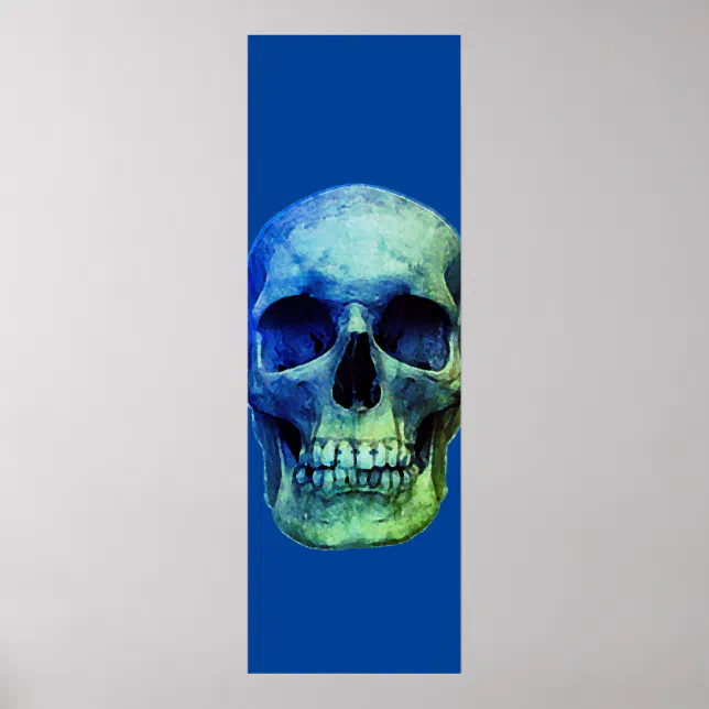 Skull Pop Art Blue Poster | Zazzle