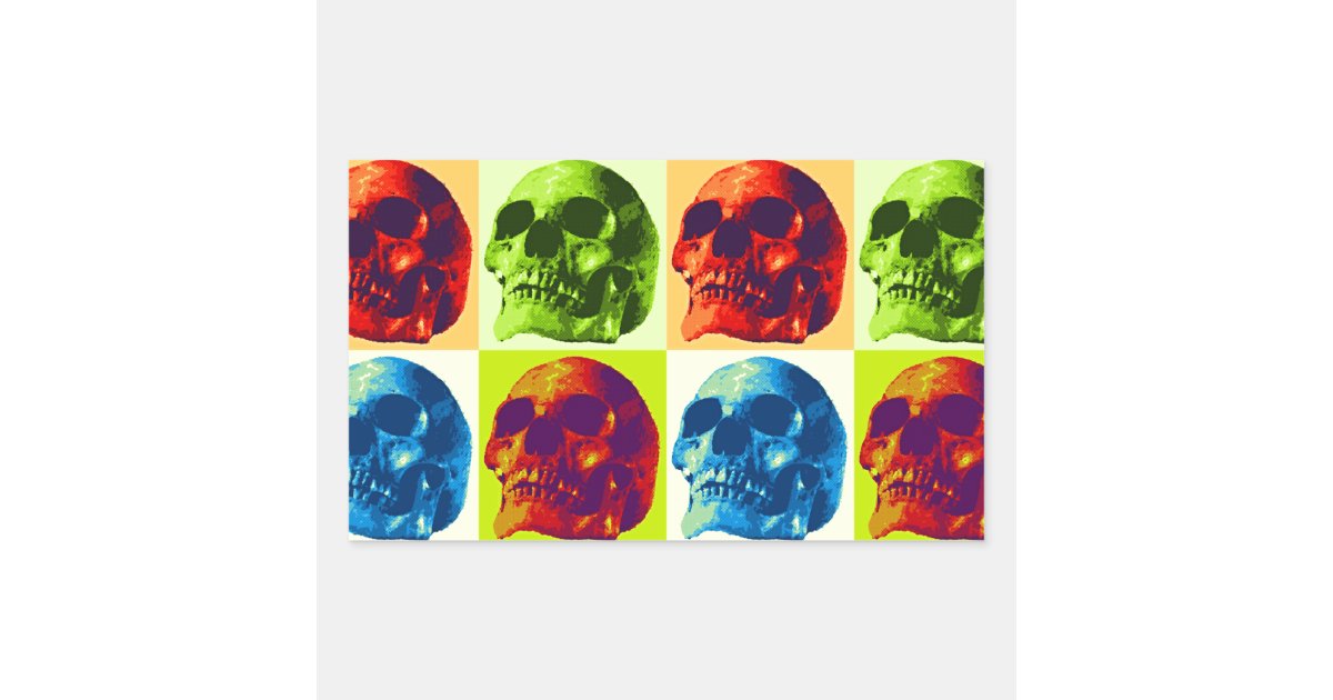 Skull Pop Art Rectangular Sticker | Zazzle