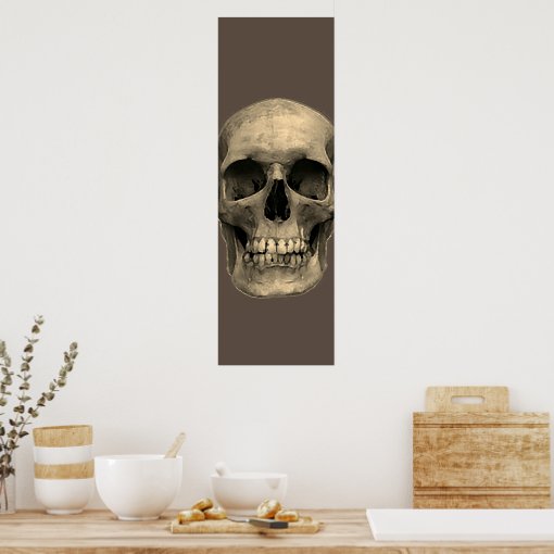 Skull Pop Art Sepia Retro Poster | Zazzle