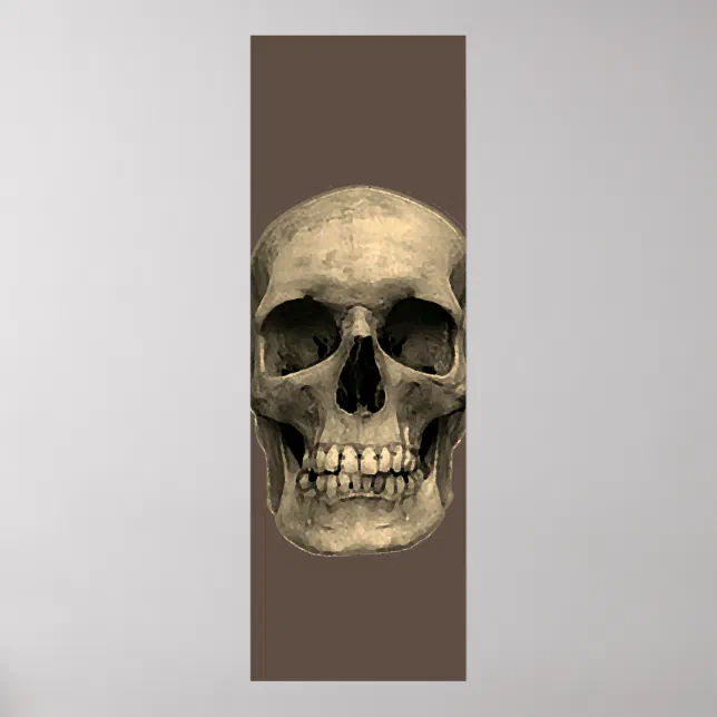 Skull Pop Art Sepia Retro Poster | Zazzle