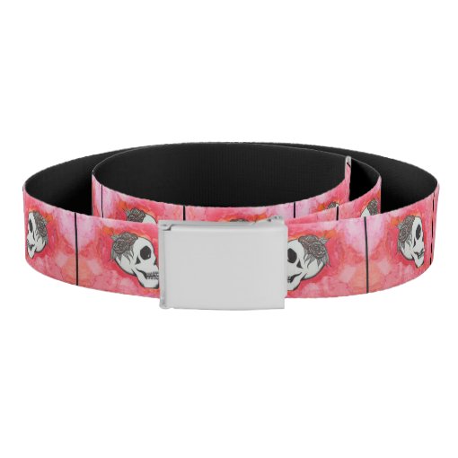 Skull Print Unisex Belt With Red Background | Zazzle