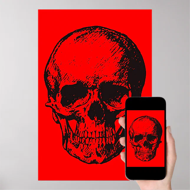 Skull Red Pop Art Fantasy Art Heavy Metal Poster | Zazzle