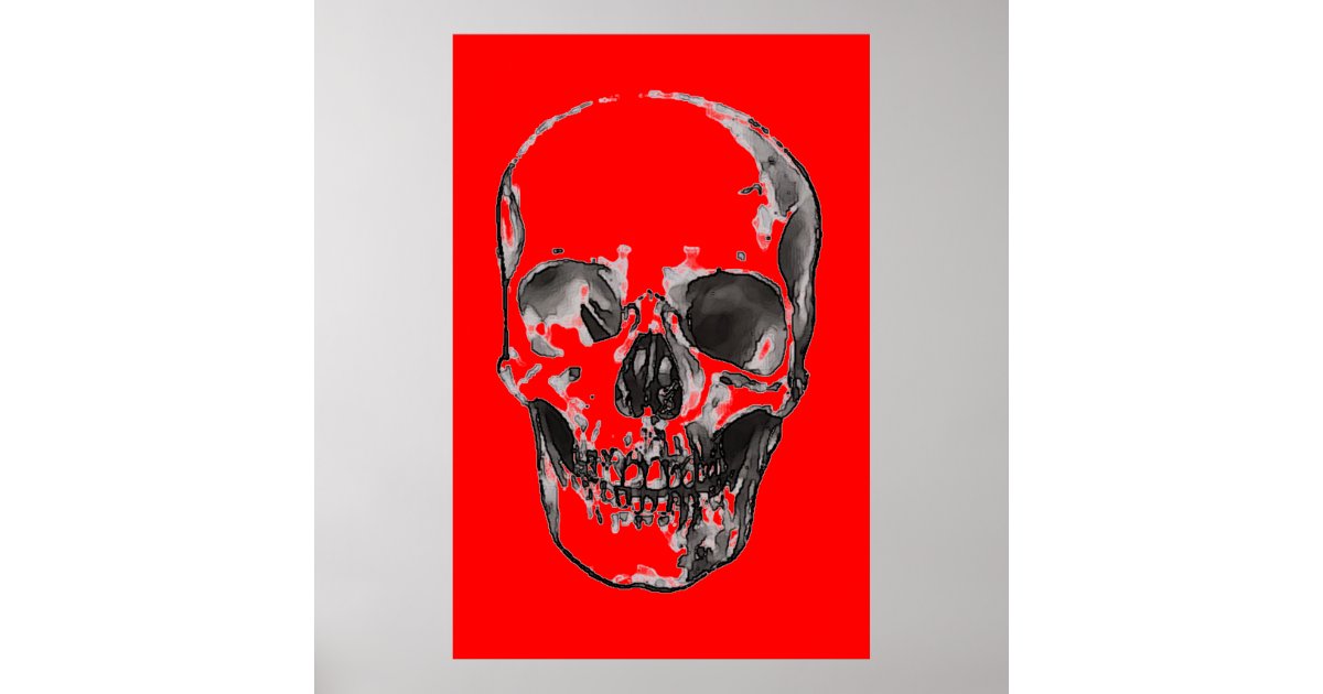 Skull Red Pop Art Poster | Zazzle
