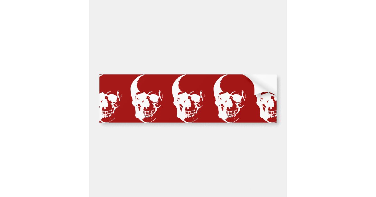 Skull - Red & White Metal Fantasy Art Bumper Sticker | Zazzle